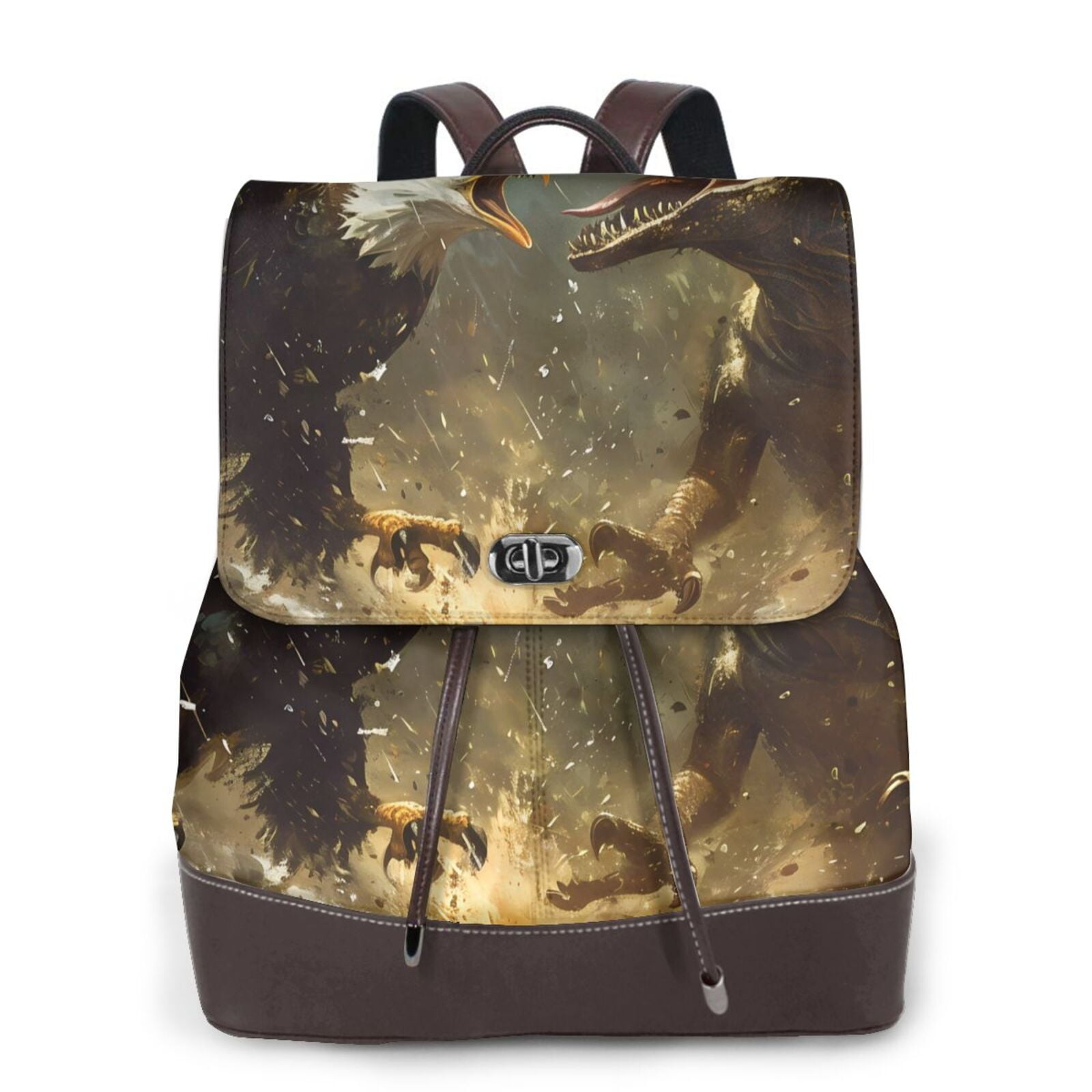 Disketp Dinosaur Bald Eagle Mochila de Cuero para Mujer, Bolso de ...