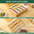 AOKIWO 9 in 1 Kitchen Ziplock Bag Organizer, Bamboo Wrap Dispenser with ...