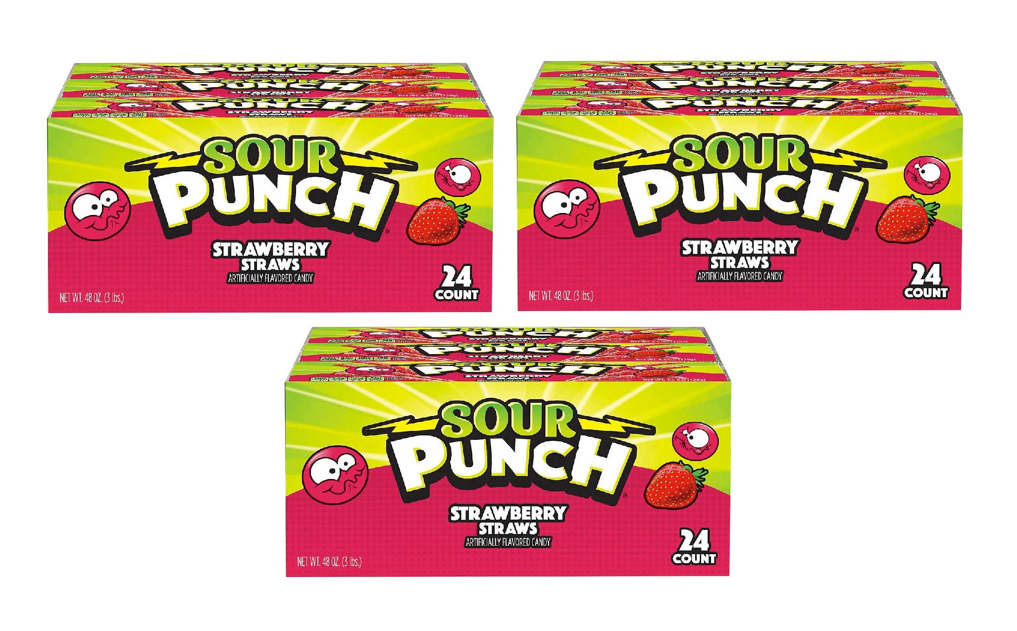 Sour Punch Straws, Strawberry, 2 oz, 24 ct 3PK - Walmart.com