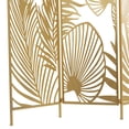 DecMode Gold Metal 3 Panel Room Divider with Palm Leaf Patterns 48 x 71 ...