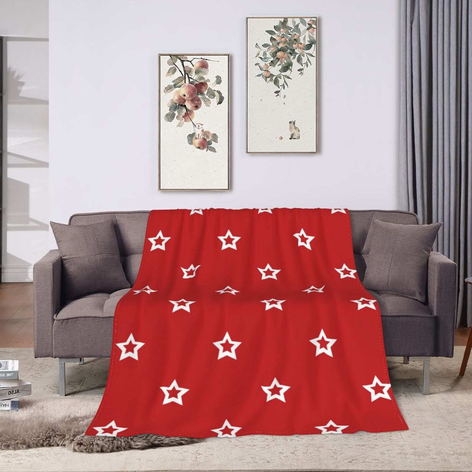 ZNDUO Red Patriot Stars Flag Pattern Throw Blanket, Lightweight Cozy ...