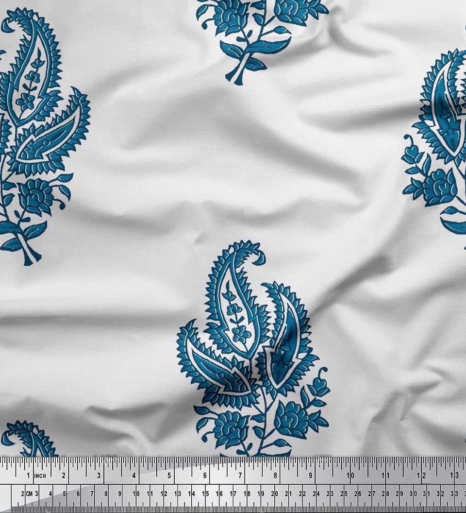 Soimoi Polyester Crepe Fabric Floral & Paisley Block Print Sewing ...