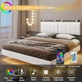 Queen Size Floating Bed Frame with LED Light, Modern Platform Bed with ...