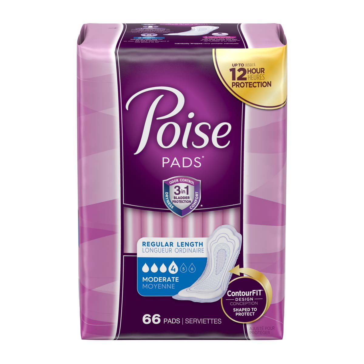 Poise Bladder Control Pad 10.9 Inch Length Moderate Absorbency Absorb ...