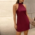 Burgundy Wine Dresses for Women Summer Fall Sleeveless Boat Neck Open ...