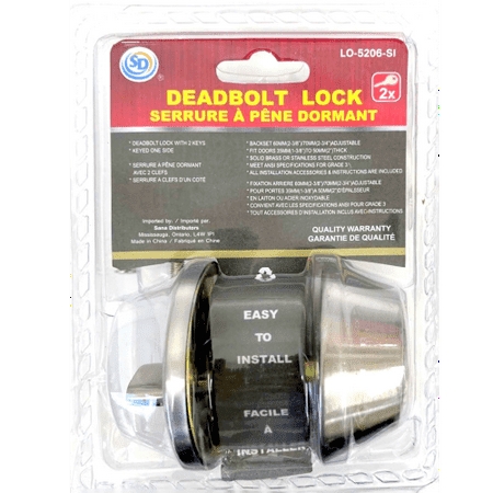 SD Deadbolt Lock With Key - Stainless Steel | Walmart Canada