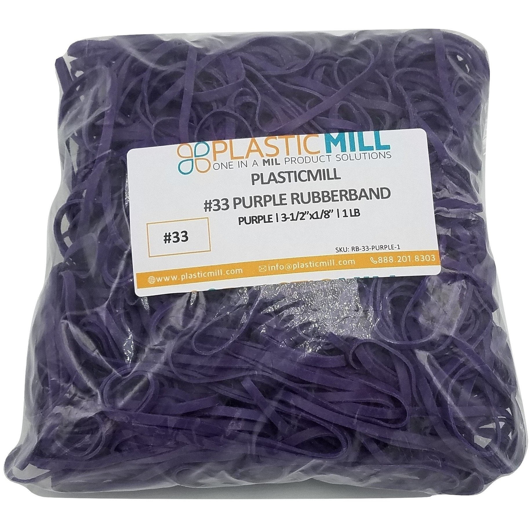 PlasticMill Rubber Bands - #33 Size - Purple Rubberbands - 1LB/500 ...