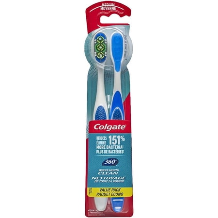 Colgate 360 Toothbrush Value Pack, Medium, 2 Count | Walmart Canada