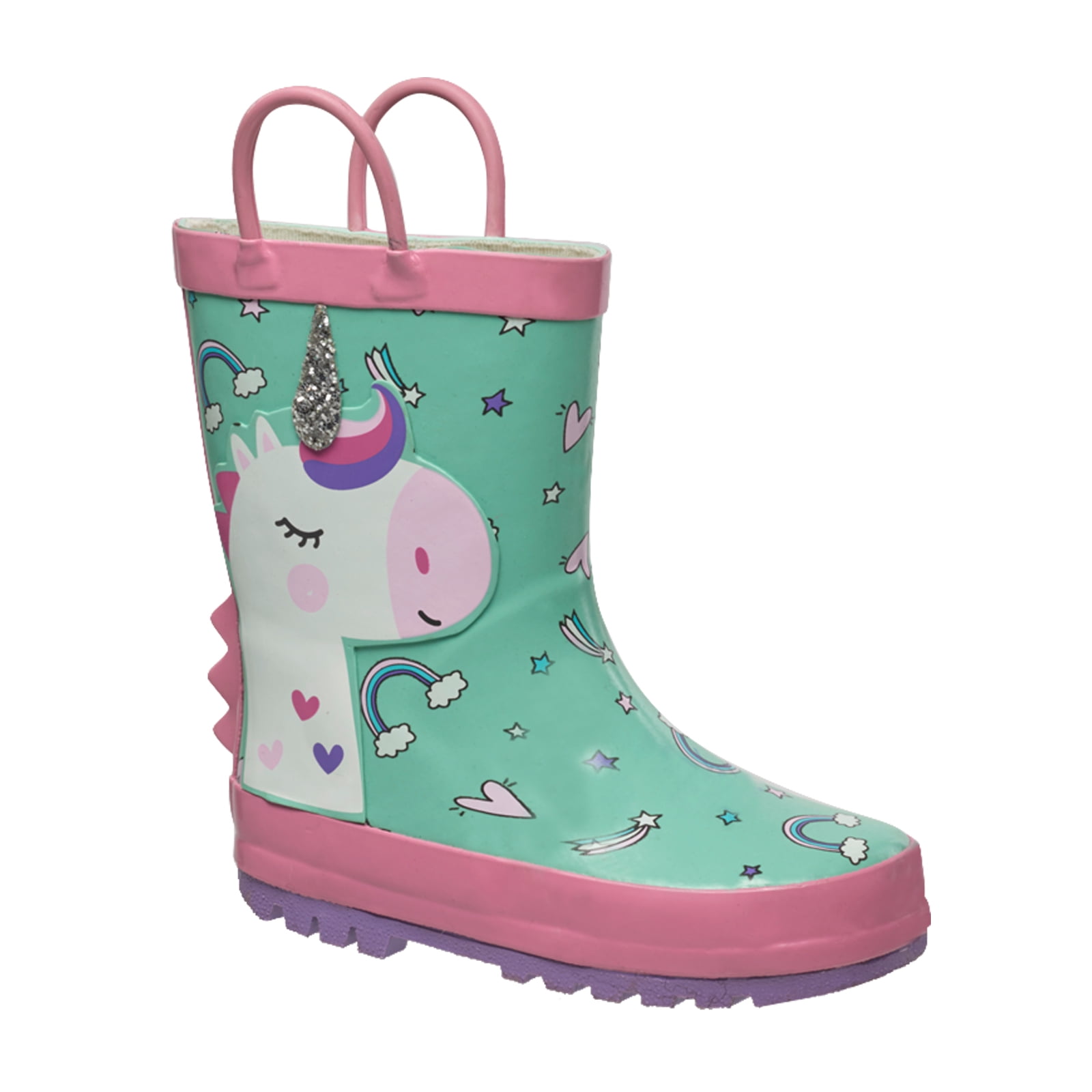 Simply Petals Kid's Waterproof Rain Boots with Easy Pull Handles for ...