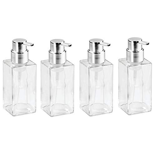 Mdesign Modern Square Glass Refillable Foaming Hand Soap Dispenser Pump