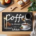 Coffee Beans Cotton Linen Placemats Set of 8, Coffee Cup Letterings Art ...