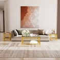 19.7" Modern Gold Square Side Table with Tempered Glass Top & Storage ...