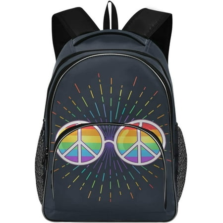 Rainbow Peace Sign Backpack Daypack Laptop Work Travel College Bag for ...