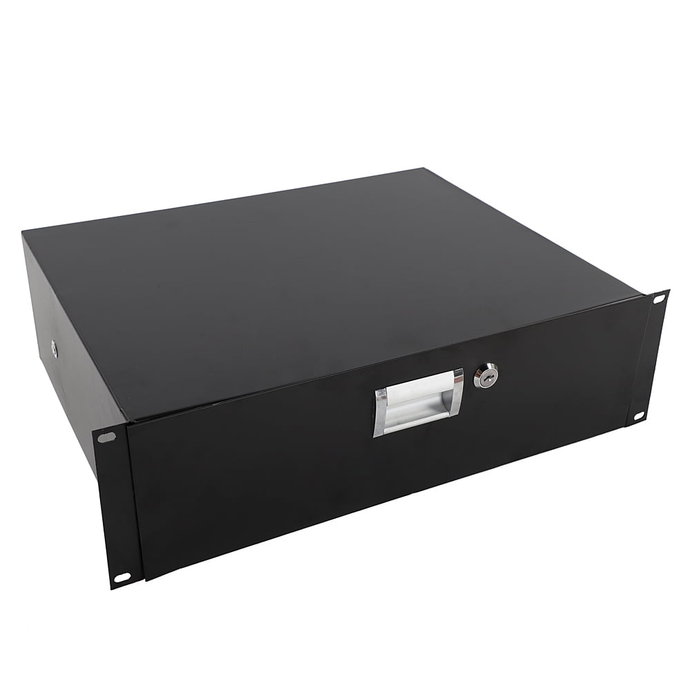 19" DJ Drawer Equipment 3U Steel Cabinet with Keys, Black - Walmart.com