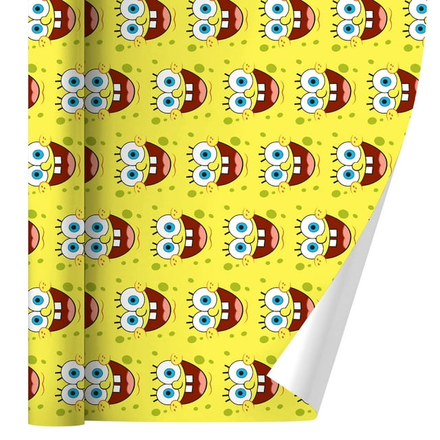 SpongeBob Goofy Smile Face Gift Wrap Wrapping Paper Rolls - Walmart.com