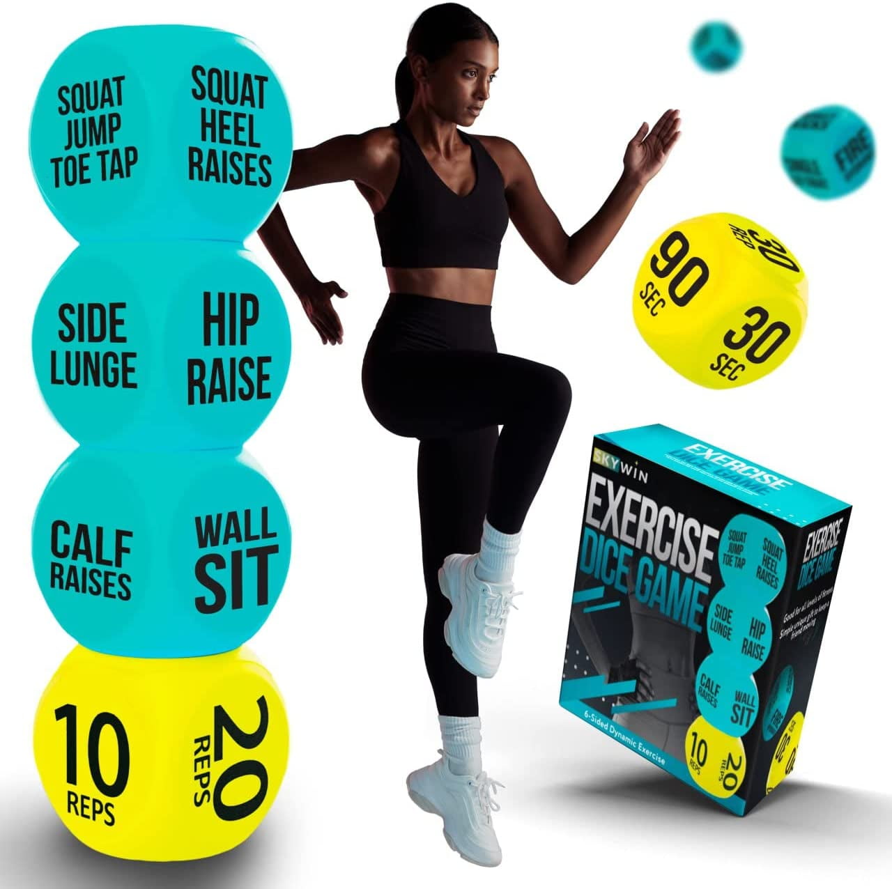 Skywin Workout Dice - Blue Fun Exercise Dice for Solo or Group Classes ...