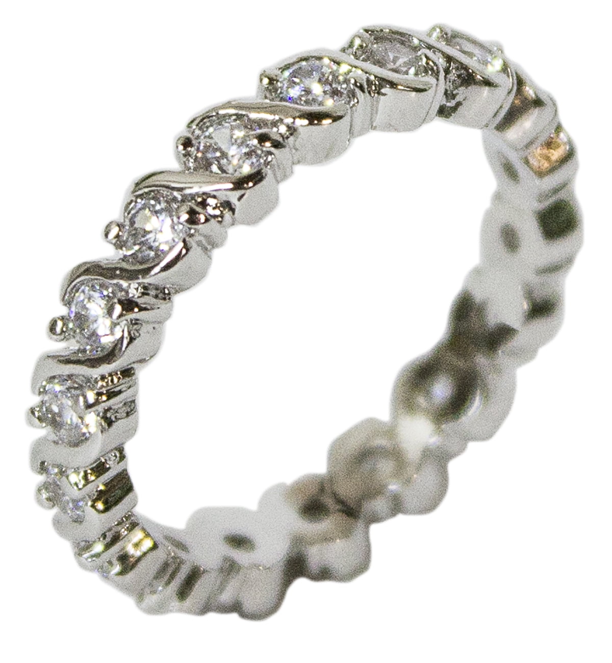 Women's Rhodium Plated Dress Ring CZ Illusion Wrap Around Band 100 ...