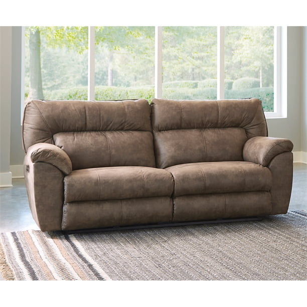 Catnapper Thompson Power Reclining Sofa in Brown Polyester Fabric ...