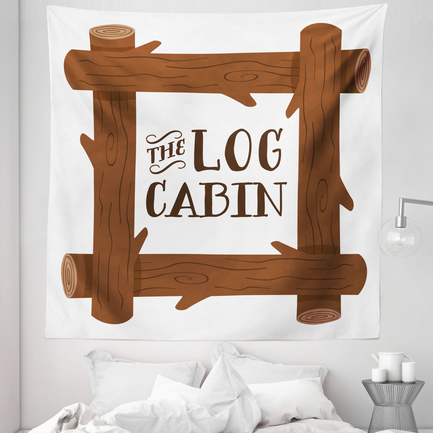 Log Cabin Tapestry, Illustration of a Wooden Square Frame Related with ...