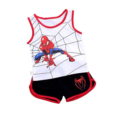 Spider Man Spiderman Kids Boys Tracksuit Set Vest Shorts Sports ...