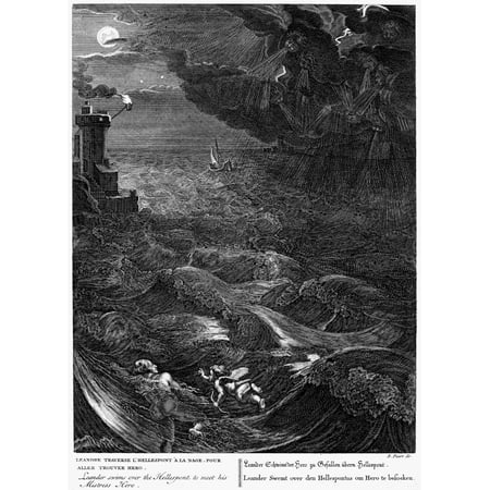 Mythology: Leander. /N'Leander Swims Across The Hellespont To Meet His ...