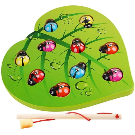 HTOOQWooden Ladybug Fishing Toy, Ladybug Catching Counting Preschool ...