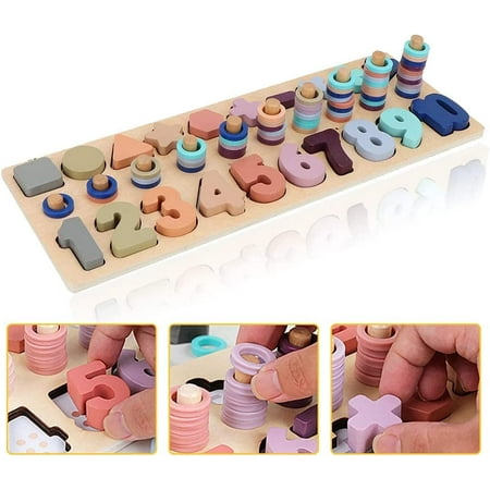 Number Shape Toy,Wooden Color Number Shape Toy Educational Learning ...