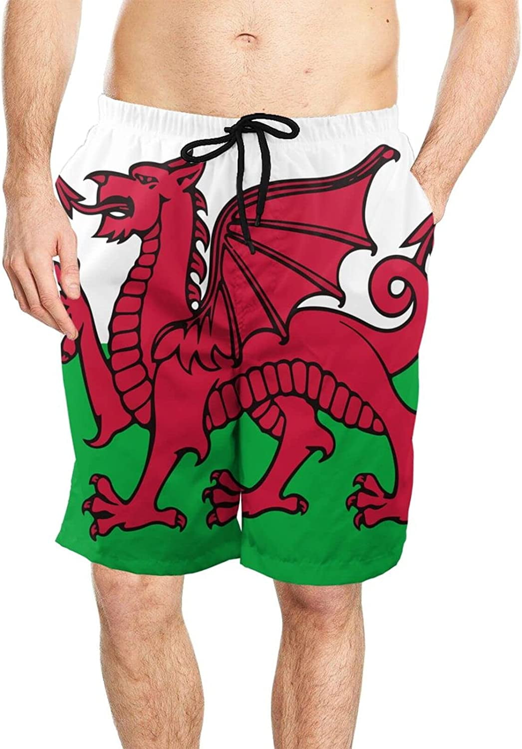 Men's Welsh-Flag Quick Dry Surf Swim Trunks Beach Board Shorts Pants ...