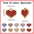 1 Set 50Pcs 10 Colors Zinc Alloy Pendants with Rhinestone Heart Charms ...