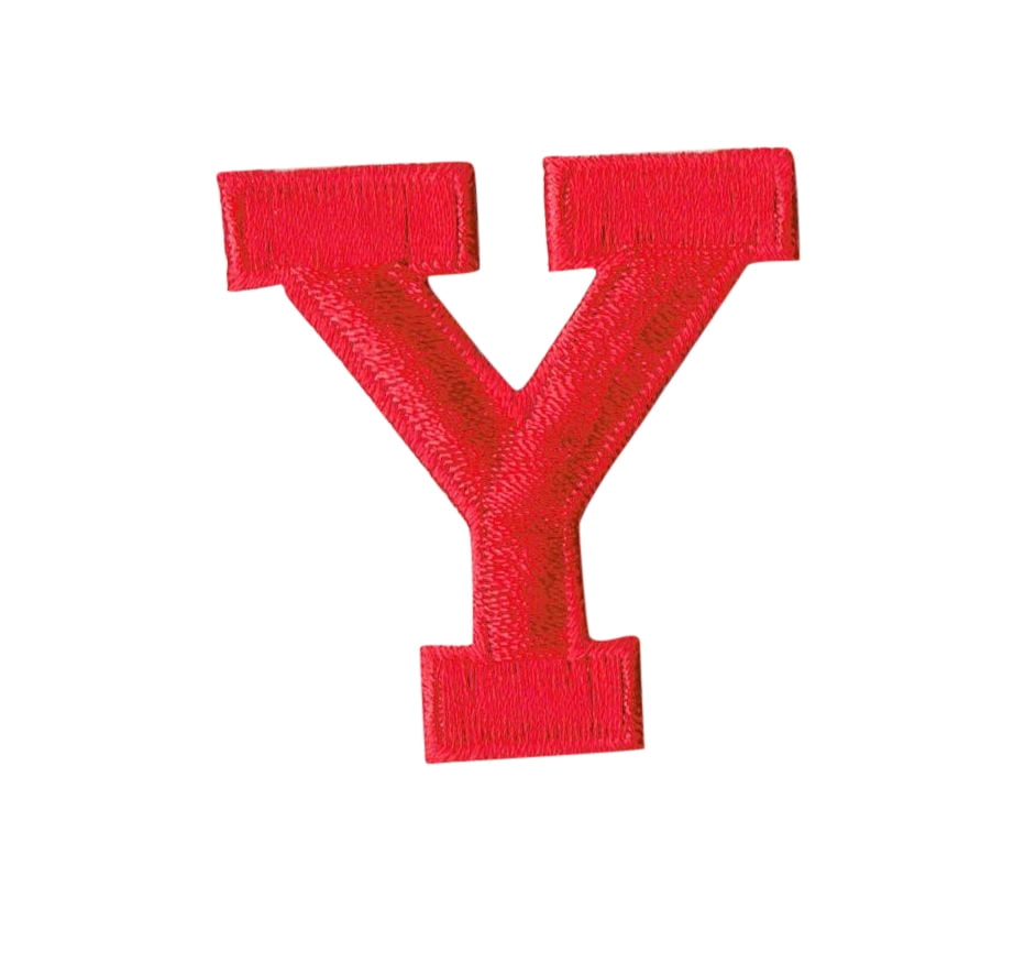 Alphabet Letter - Y - Color Red - 2" Block Style - Iron On Embroidered ...