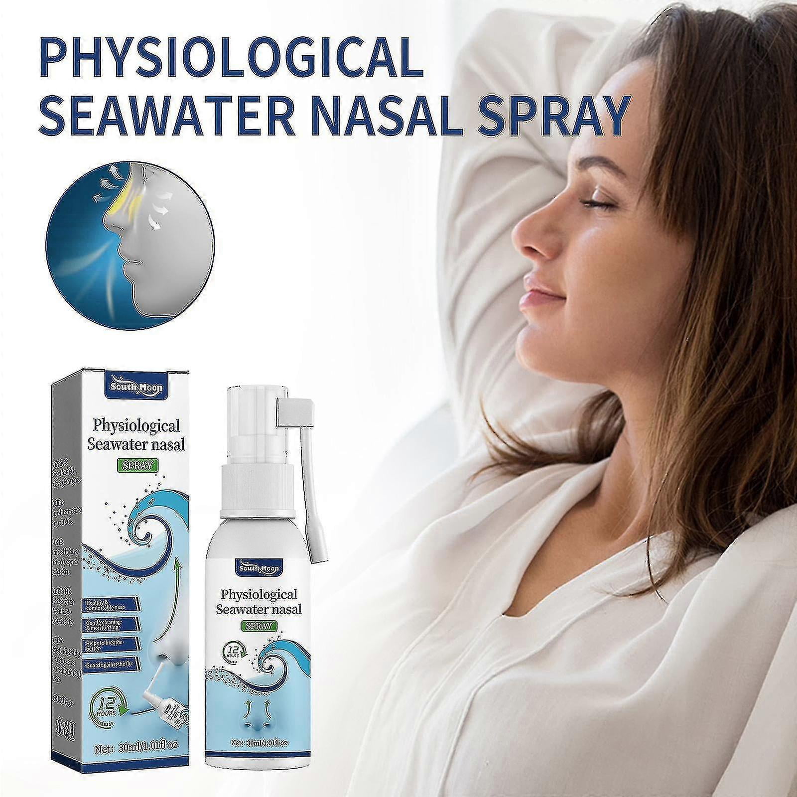 Spray nasal fisiológico de agua de mar, spray limpiador nasal suave ...