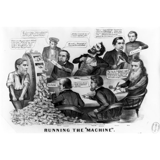 24x36 gallery poster, Running the Machine An 1864 political cartoon ...