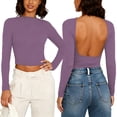 cfhntfmh Long Sleeve Tops for Women Summer Backless Going out Shirts ...