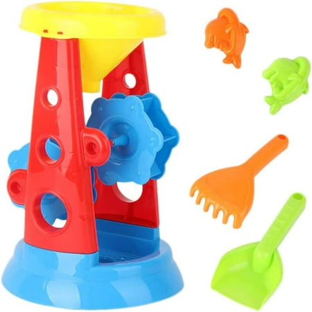 5pcs Beach Sand Toy Plastic Sand Bucket Shovel Toy Hourglass Funnel ...