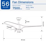 Wellspeed 56 in. 3 Blades Indoor Faux Wood Ceiling Fan with LED Light ...