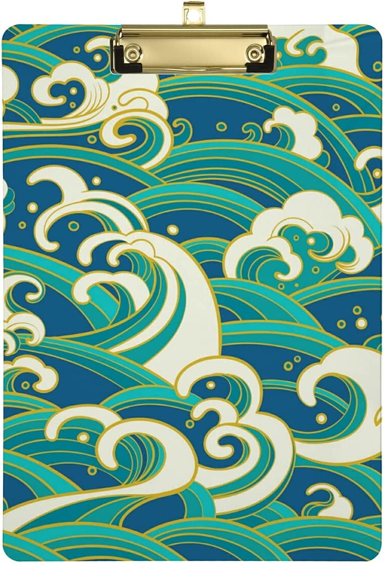 ZHANZZK Ocean Waves Clipboard Hardboard Wood Nursing Clip Board and ...