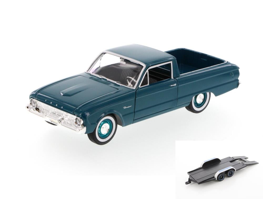Diecast Car w/Trailer - 1960 Ford Ranchero Pickup Truck, Green ...