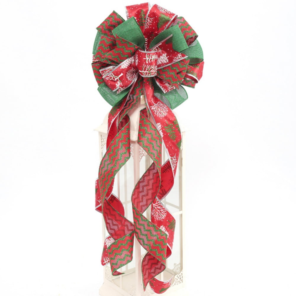 Christmas Tree Topper, Ribbon Bow Topper for Tree ,Xmas Ornaments for ...