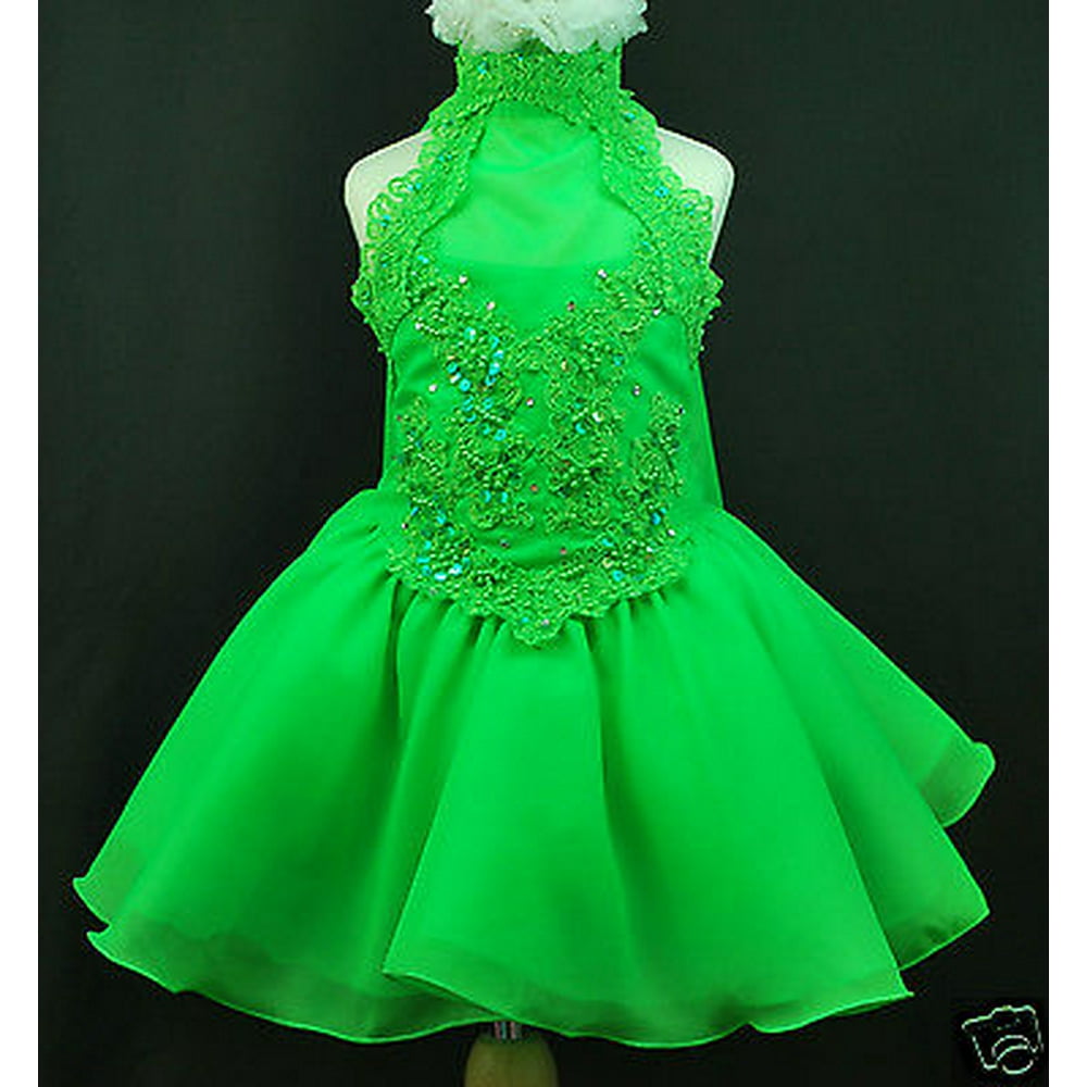 Leadertux - TODDLER & GIRL PAGEANT FLOWER GIRL FORMAL SHORT DRESS LIME ...