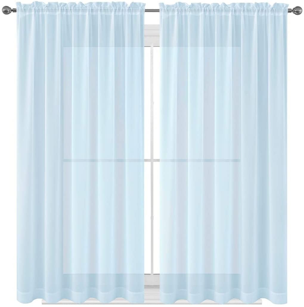 Frozen Blue Drape/Panels/Scarves/Treatment Beautiful Sheer Voile Window ...