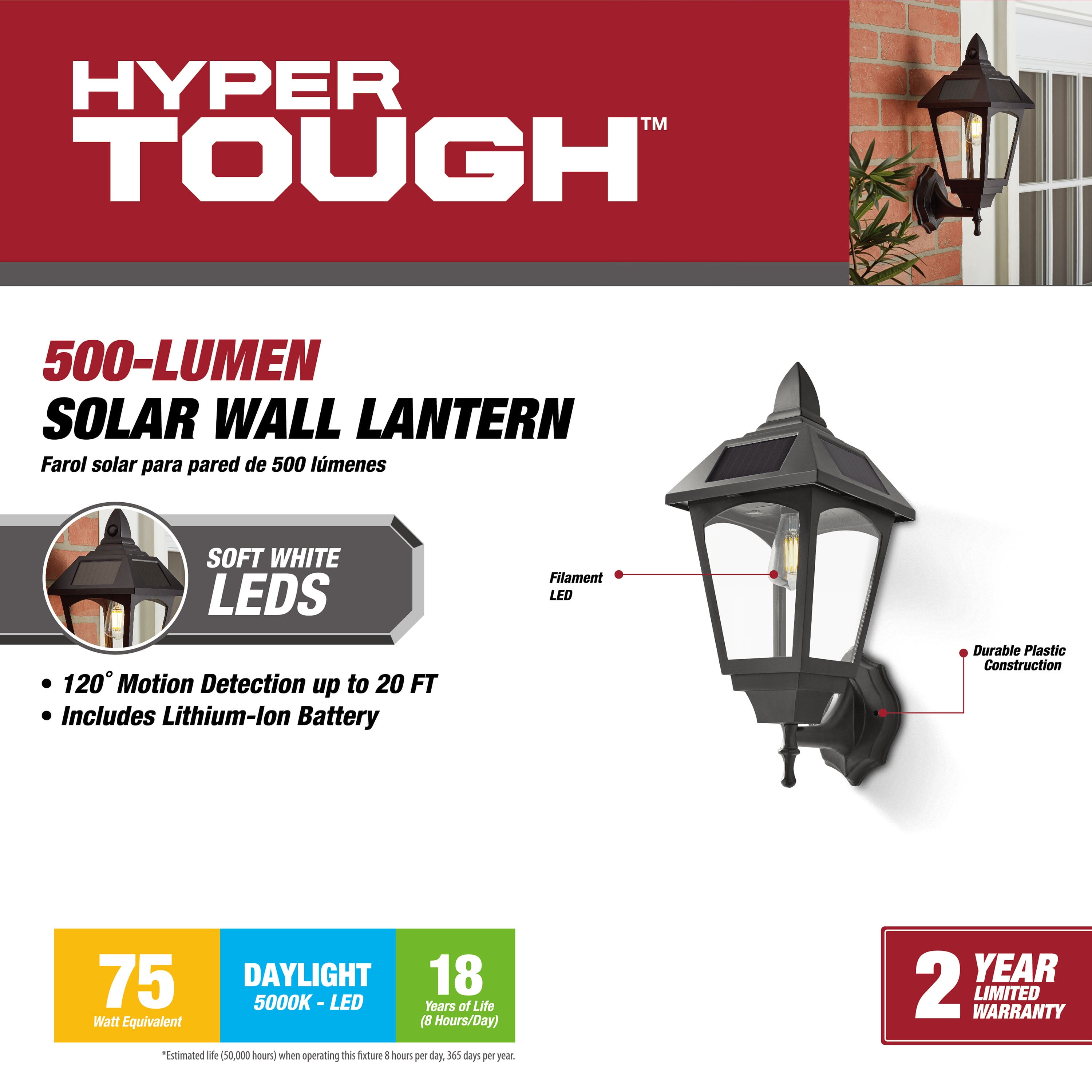 Hyper Tough 500 Lumen Led Solar Powered Motion Sensor Security Light ...