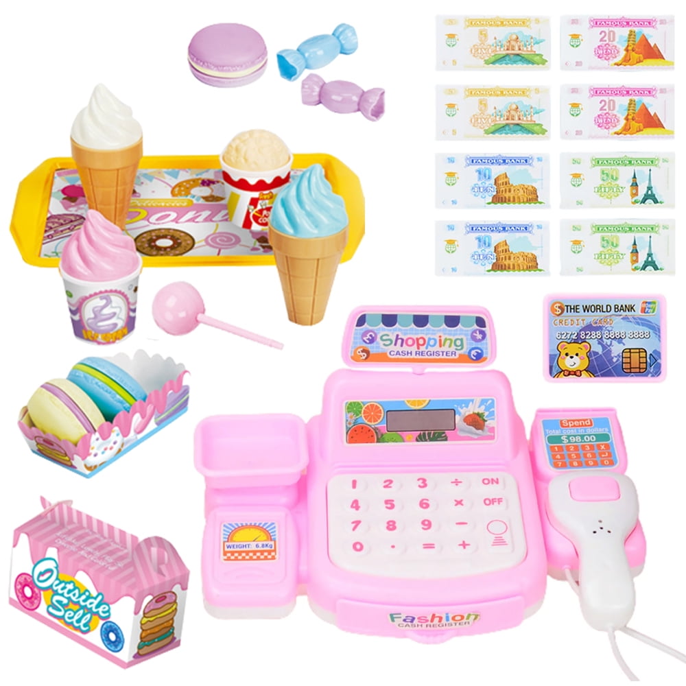 HAOAN Talking Cash Register for Kids 3 & Up Pretend Play Set Comes with ...