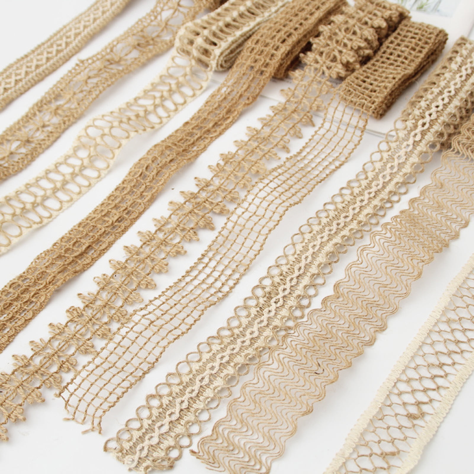 Hesroicy 1 Roll 2M Burlap Ribbon Rustic Hollow Design Long Jute Rope ...