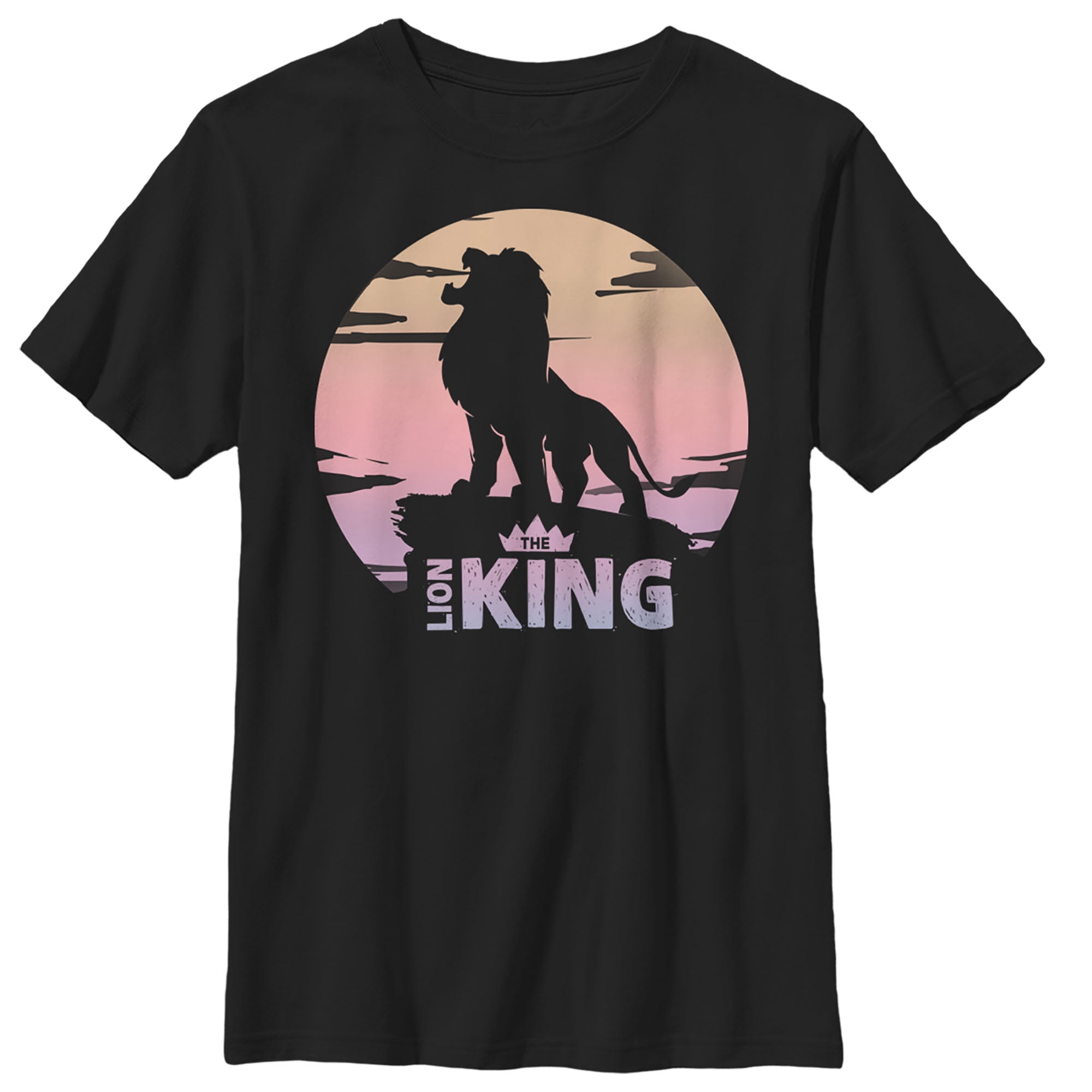 Boy's Lion King Sunset Pride Rock Pose Graphic Tee Black Medium ...