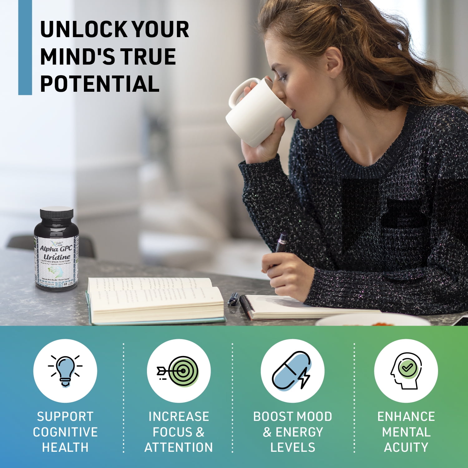 Alpha Brain Alpha GPC Choline 600mg with Uridine Nepal | Ubuy