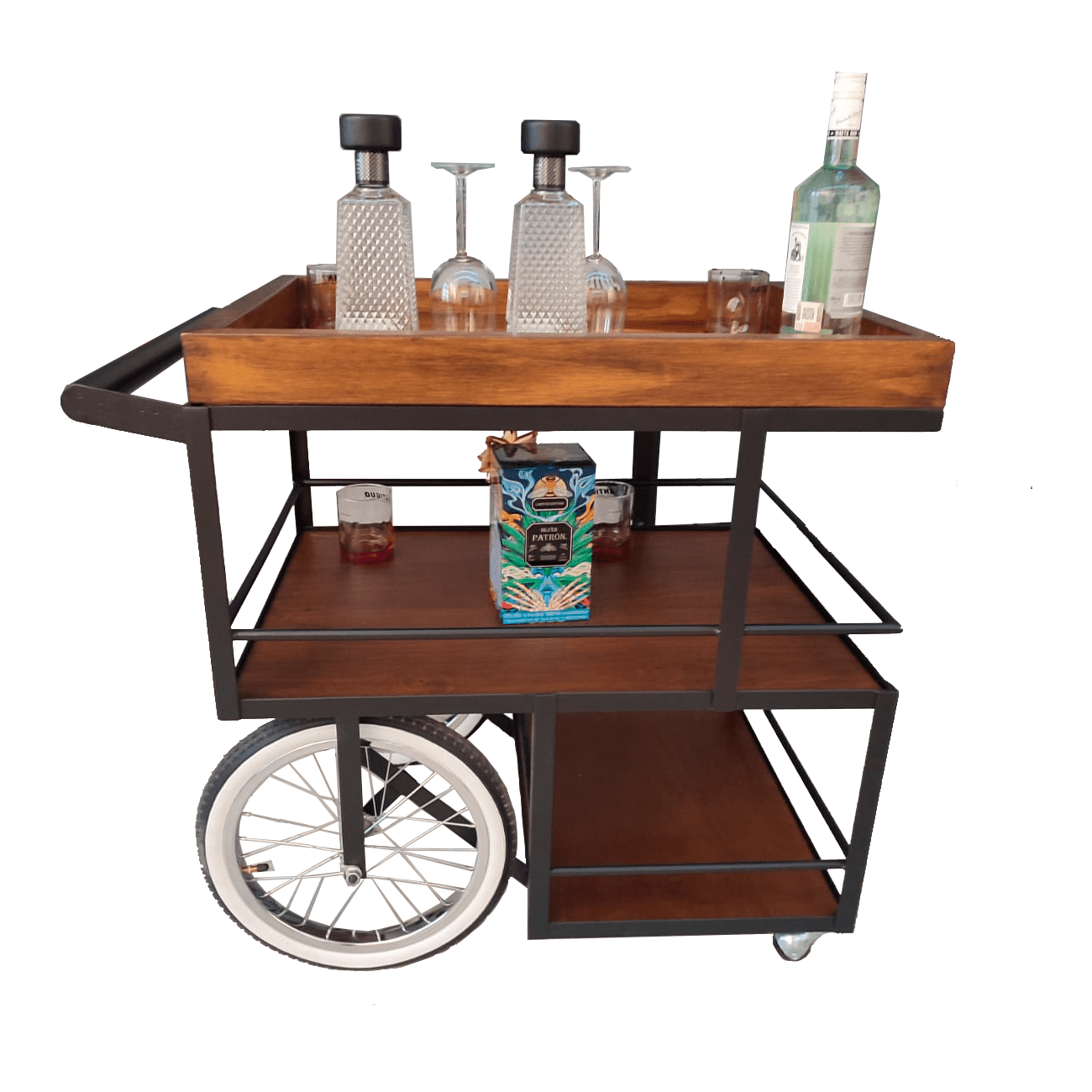 Carrito de Servicio Bar Cantina Cava de Madera con Llantas Diversiones ...