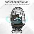 Outsunny Metal Patio Swivel Egg Chair with Cushion, Rattan Round Basket ...
