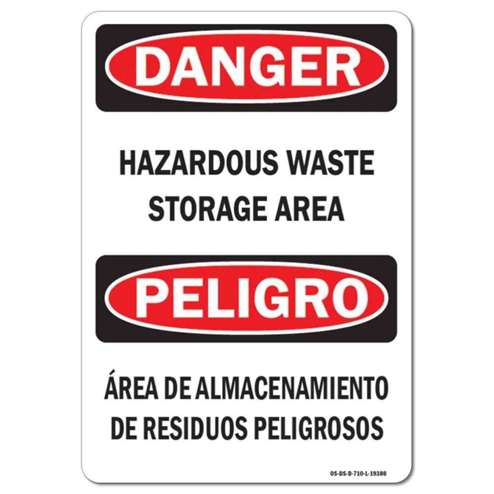 OSHA Danger Decal - Hazardous Waste Storage Area Bilingual | Decal ...