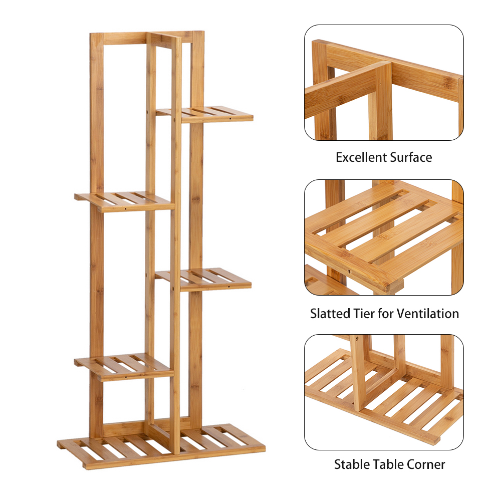 Wood Plant Stand Rack Indoor, Multi-Tier Stylish Bamboo Flowers Shelf ...