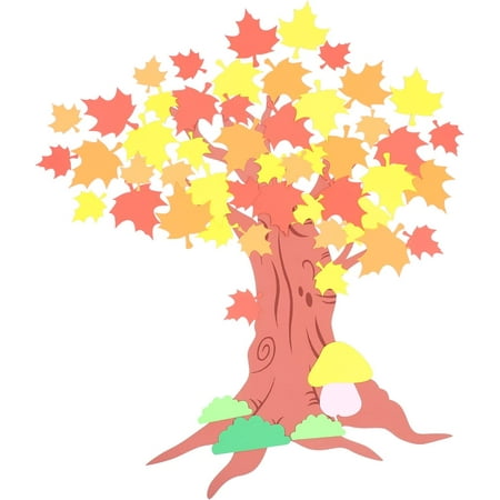 Cartoon Tree Wall Decals Fall Maple Leaf Stickers Autumn Maple Leaf ...